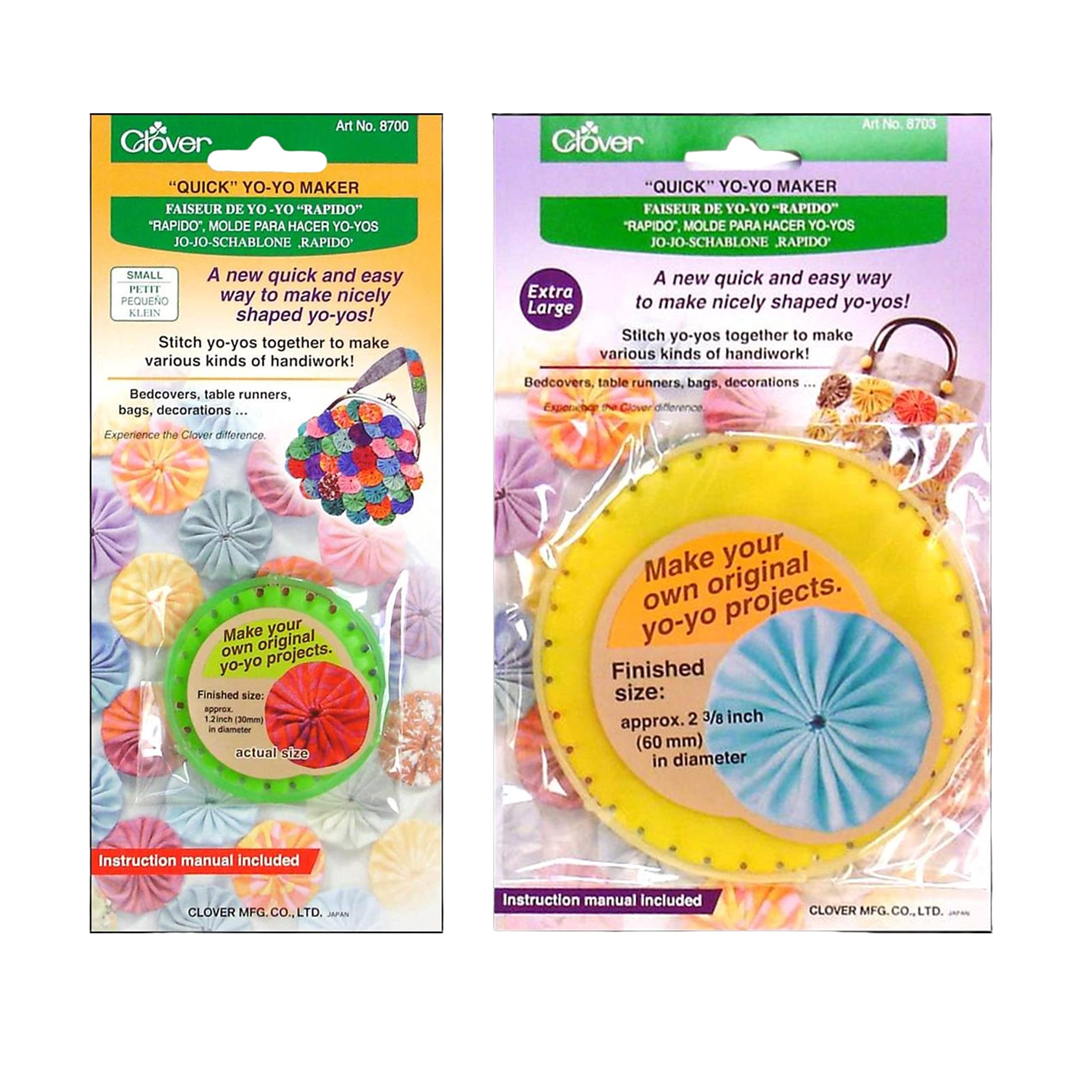Bundle of Two (2) Quick Yo-Yo Makers: Small (Makes 1.25" yo-yos) and Extra Large (Makes 2-3/8" yo-yos)