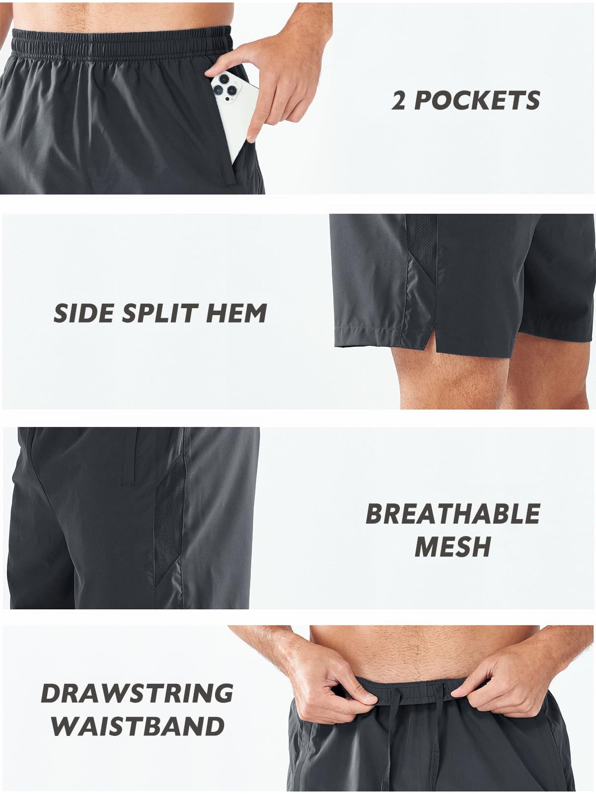 NORTHYARD Men's 5'' Running Shorts Athletic Workout Gym Quick Dry Short for Tennis Active Training with Pockets Darkgrey-L