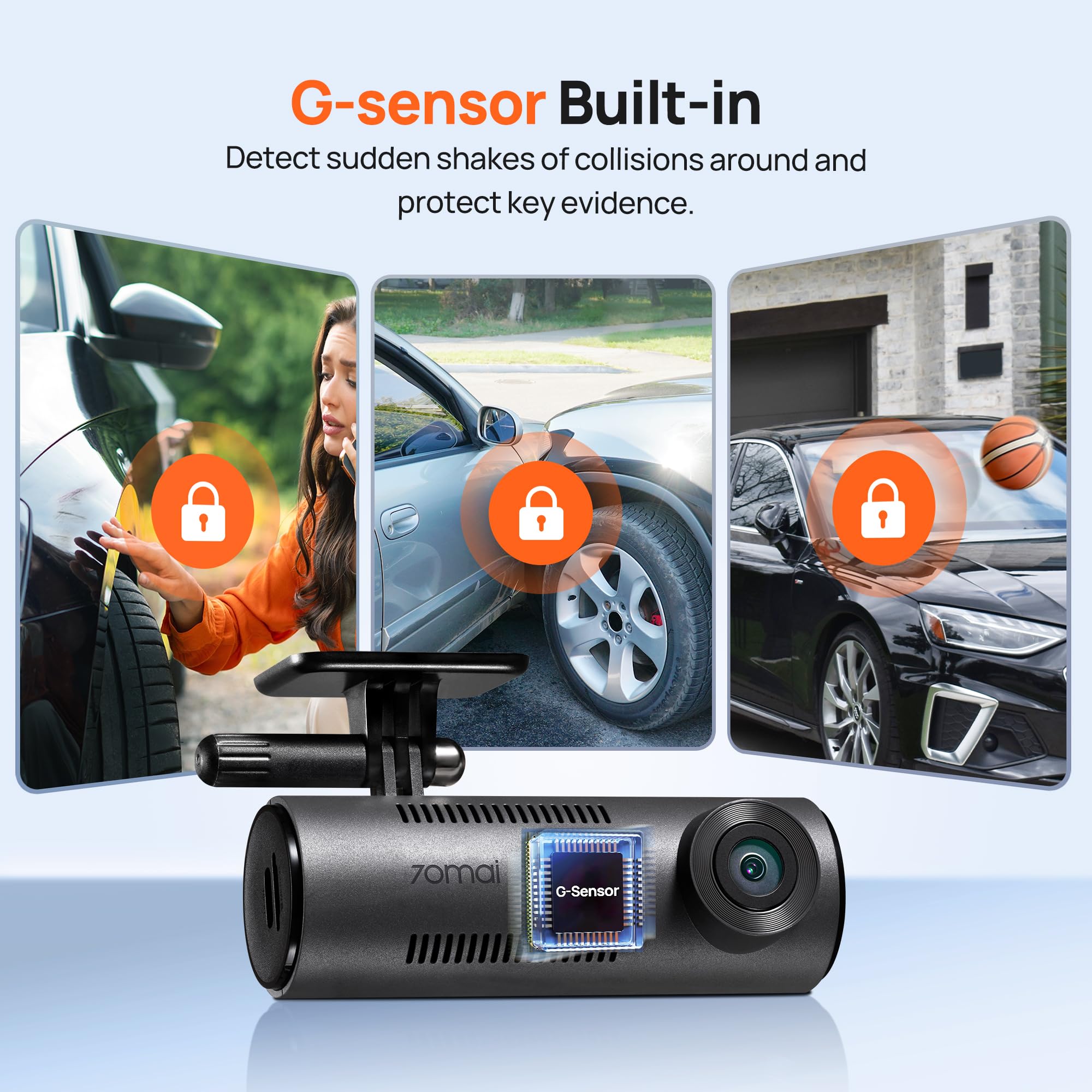 70mai Dash Cam M310, Dash Camera for Cars 1296P QHD, Smart Dash Cam Front Built in WiFi, 130° Wide-Angle FOV, WDR, Night Vision, iOS/Android Mobile App, Loop Recording, Parking Monitor, Time-Lapse