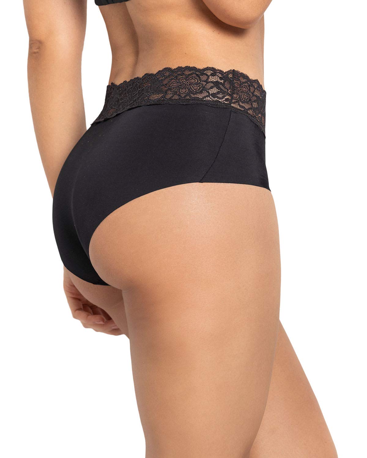 Leonisa Lace Panties for Women Hipster or Cheeky Lace Underwear Black