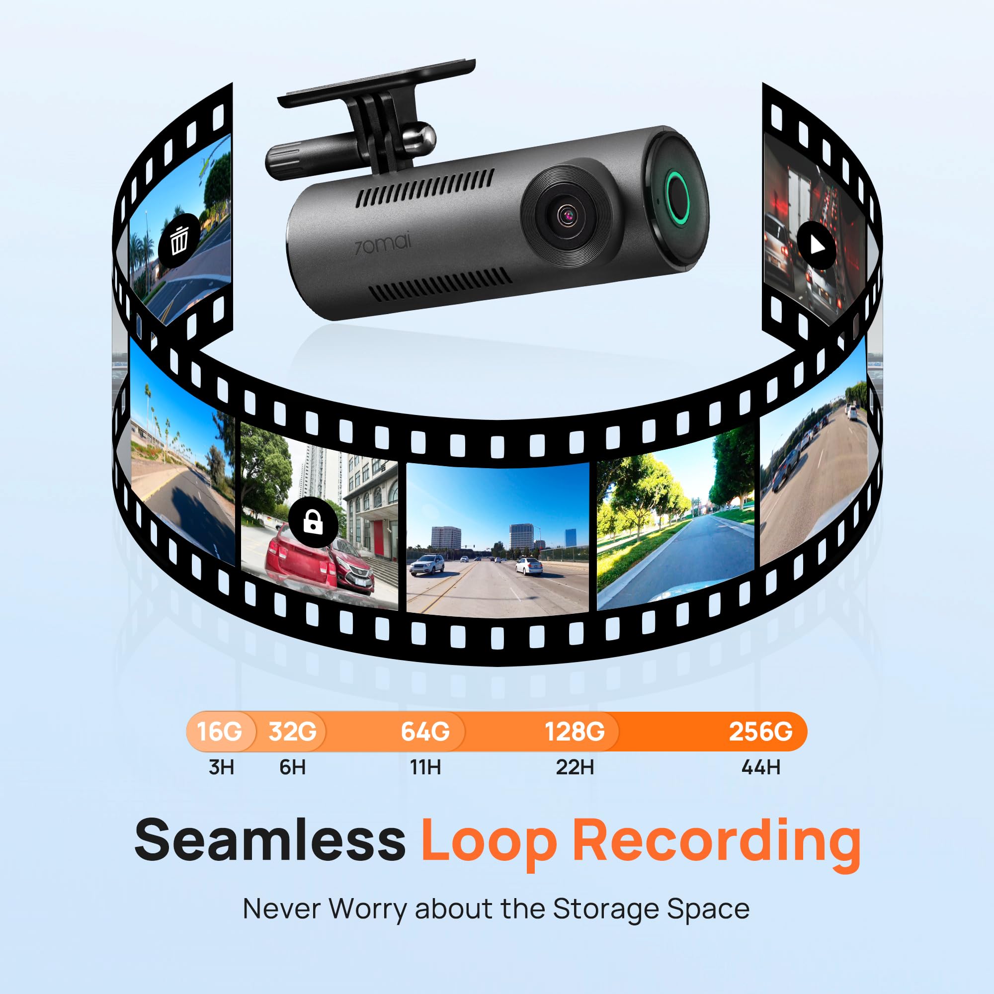 70mai Dash Cam M310, Dash Camera for Cars 1296P QHD, Smart Dash Cam Front Built in WiFi, 130° Wide-Angle FOV, WDR, Night Vision, iOS/Android Mobile App, Loop Recording, Parking Monitor, Time-Lapse