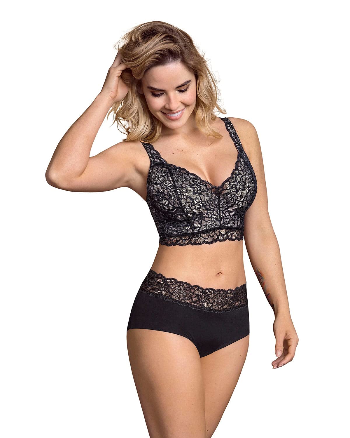 Leonisa Lace Panties for Women Hipster or Cheeky Lace Underwear Black
