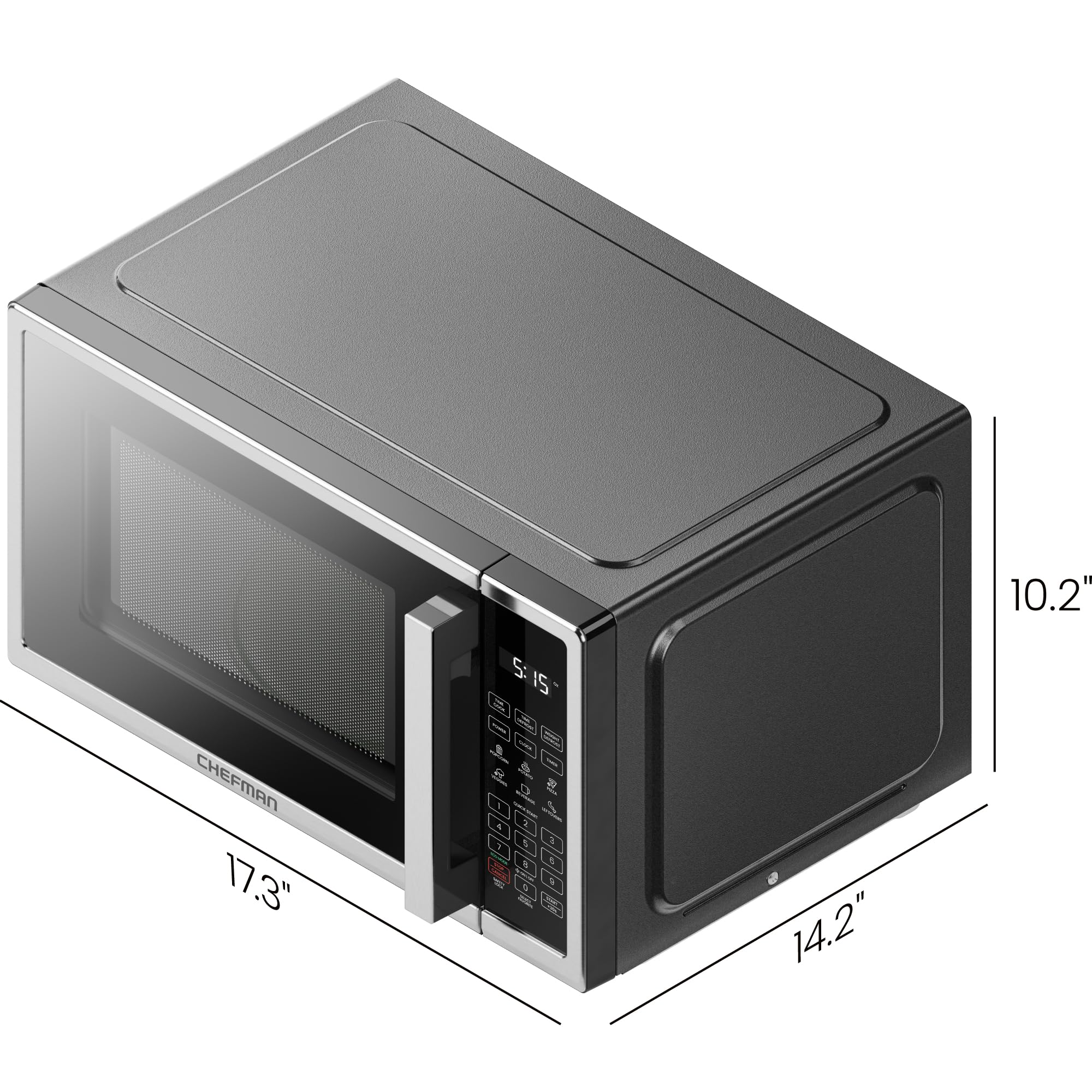 Chefman Countertop Microwave Oven 0.7 Cu. Ft. Digital Stainless Steel Microwave 700 Watts with 6 Auto Menus, 10 Power Levels, Eco Mode, Memory, Mute Function, Child Safety Lock, Easy Clean