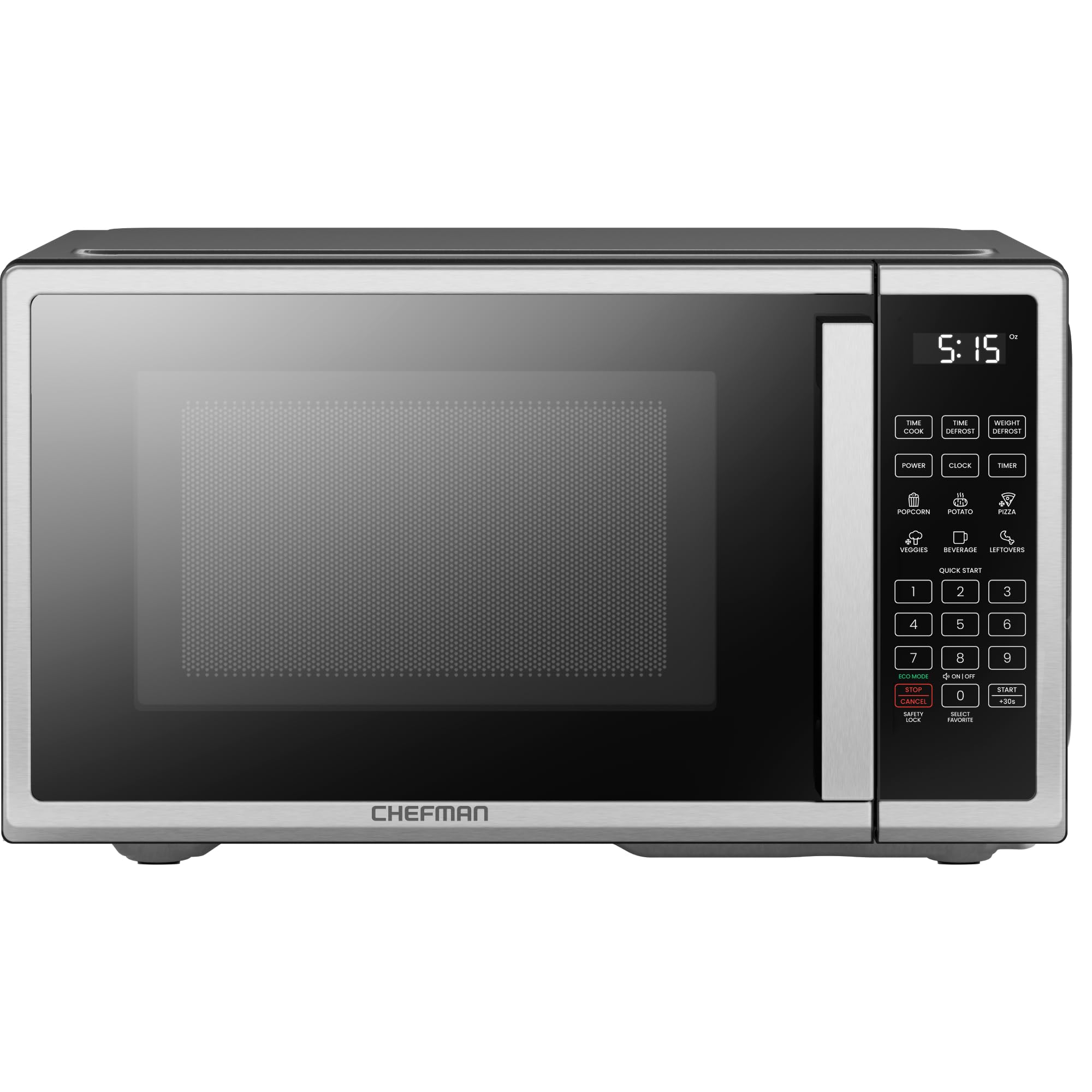 Chefman Countertop Microwave Oven 0.7 Cu. Ft. Digital Stainless Steel Microwave 700 Watts with 6 Auto Menus, 10 Power Levels, Eco Mode, Memory, Mute Function, Child Safety Lock, Easy Clean
