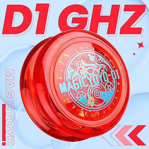 MAGICYOYO D1 GHZ Responsive Yoyo for Kids, Professional Looping Yoyo for 2A Trick, Beginner Yoyo with 6 Replacement Yoyo Strings, Yo-Yo Glove, Yo Yo Bag (Crystal Red)