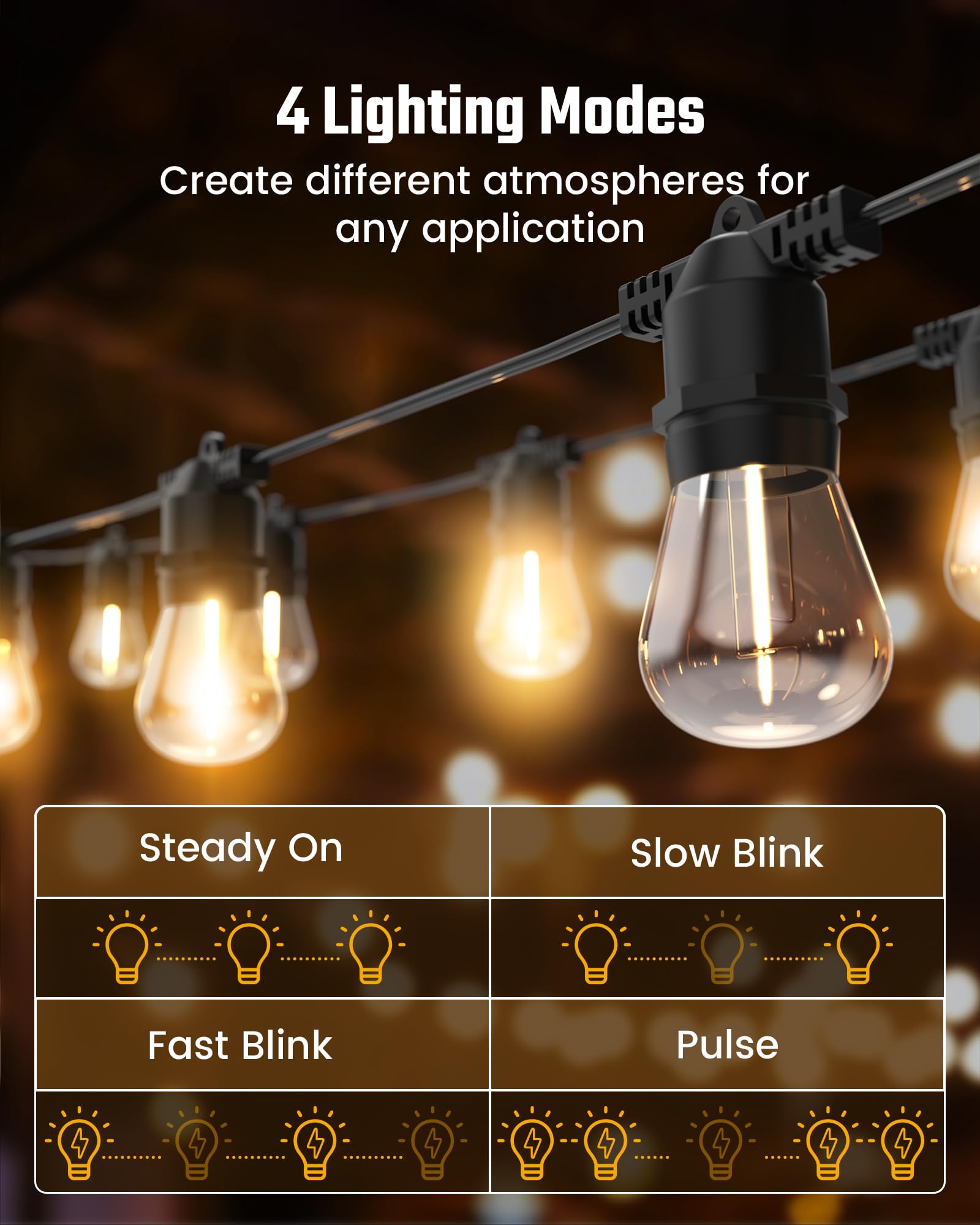 SUPERDANNY 50FT Solar Powered Outdoor String Lights, LED Solar String Lights for Outside, Commercial Grade Outdoor Waterproof Patio Lights with USB Port, 18 LED Lights for Garden Yard Halloween Décor