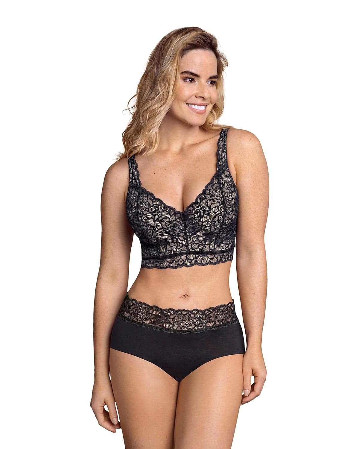 Leonisa Lace Panties for Women Hipster or Cheeky Lace Underwear Black
