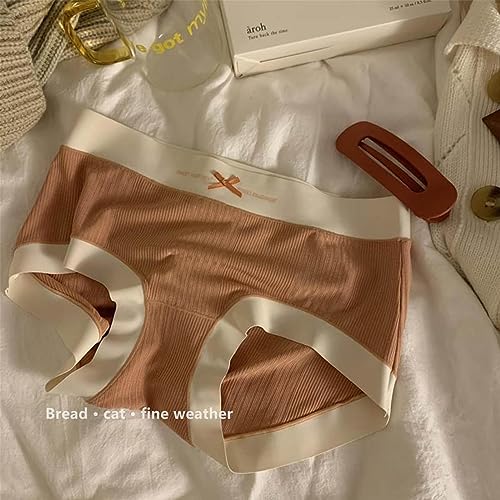 Kinple Women's Modal Briefs Seamless No Show Panty Soft Cotton Ribbed Underwear Full Coverage Elastic Hipster Panties Orange