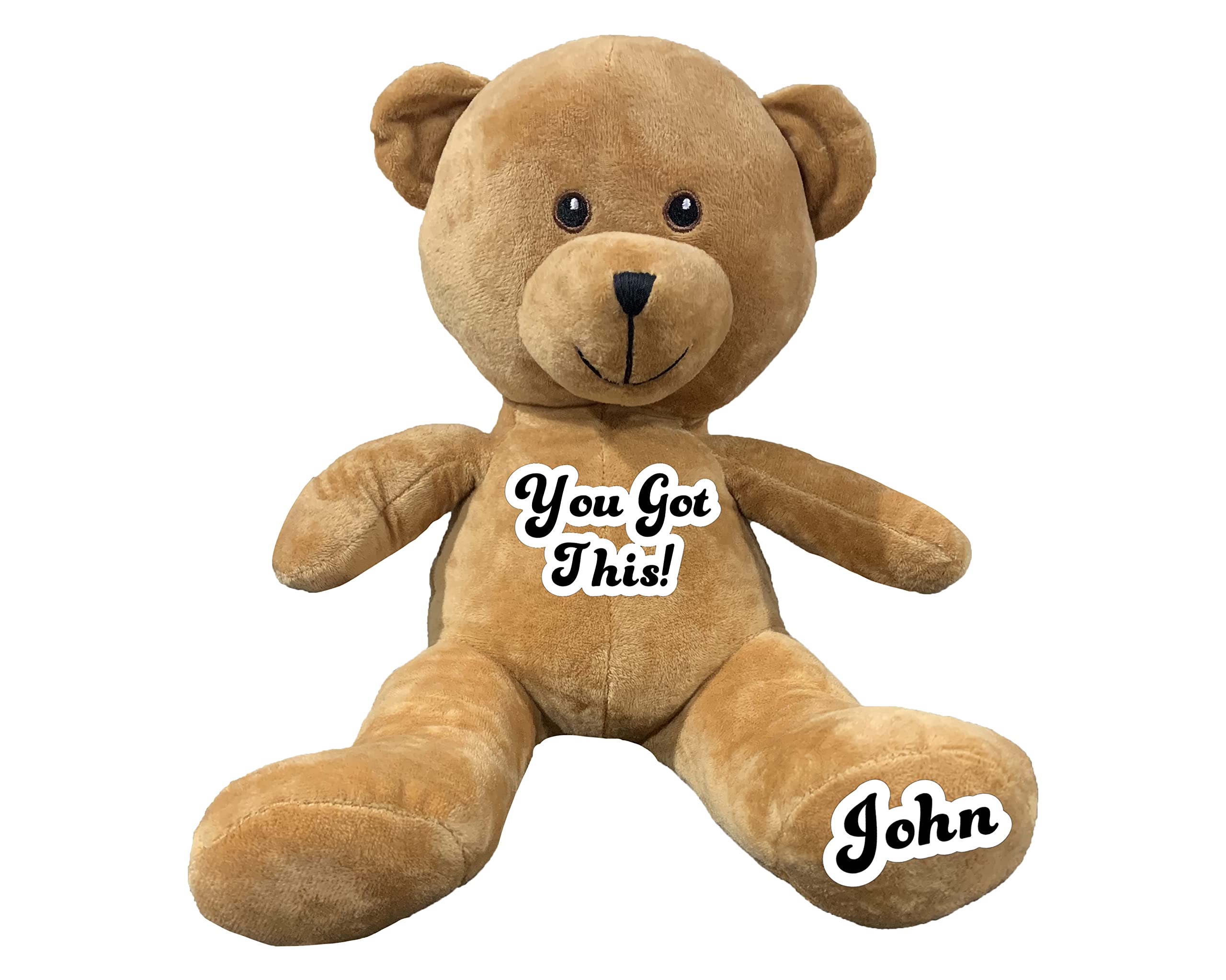 Get Well Soon Teddy Bears - Personalized Brown Teddy - You Choose the Message! Custom Get Well Soon Gifts - Free Gift Message and Wrapping - 13" Tall Stuffed Animal - Custom Gift Messages (Black)