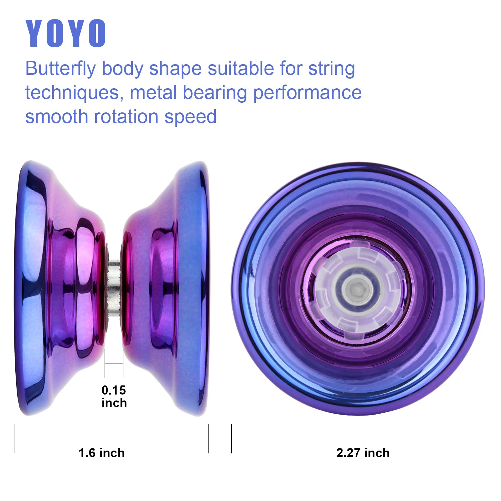 LUOMAJA Professional Unresponsive Yoyo Ball - Miraculous Metal Yo Yo Magic for Kids Beginner with 10 String Pack + 2 Dragon Finger Gloves for Beginner & Professional (JD306)