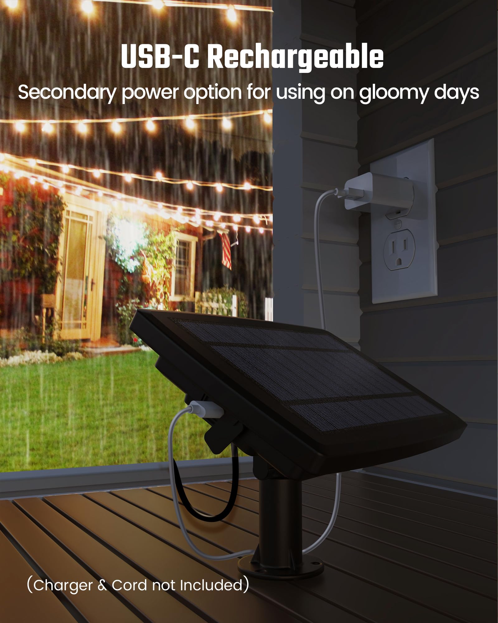 SUPERDANNY 50FT Solar Powered Outdoor String Lights, LED Solar String Lights for Outside, Commercial Grade Outdoor Waterproof Patio Lights with USB Port, 18 LED Lights for Garden Yard Halloween Décor