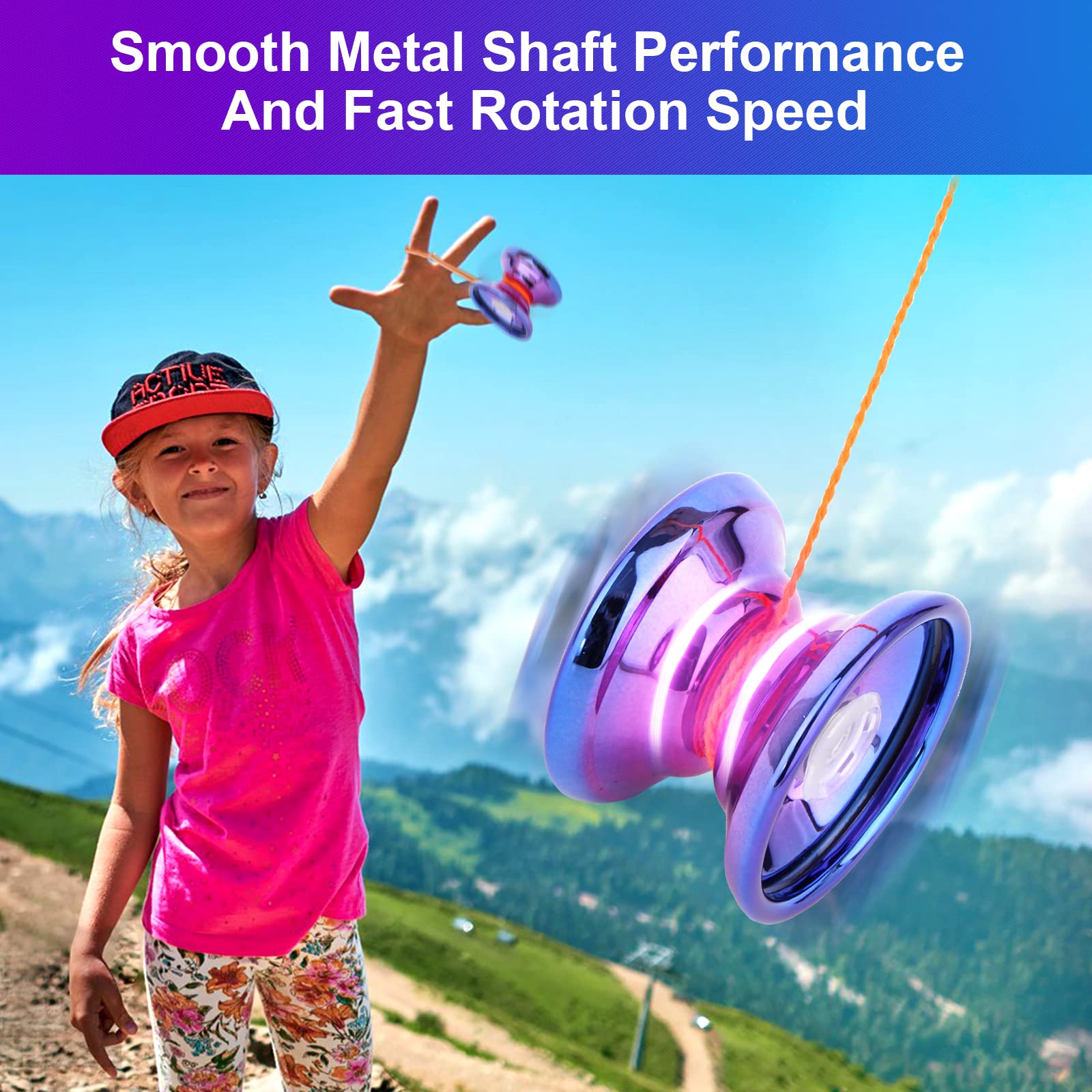 LUOMAJA Professional Unresponsive Yoyo Ball - Miraculous Metal Yo Yo Magic for Kids Beginner with 10 String Pack + 2 Dragon Finger Gloves for Beginner & Professional (JD306)