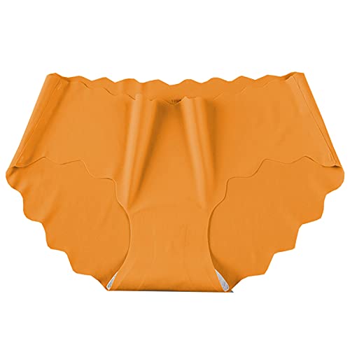Kinple Women's Seamless Briefs Wave Edge No Trac Panty Breathable Silky Panties Comfort Moisture Wicking Undies Trendy Brief Orange