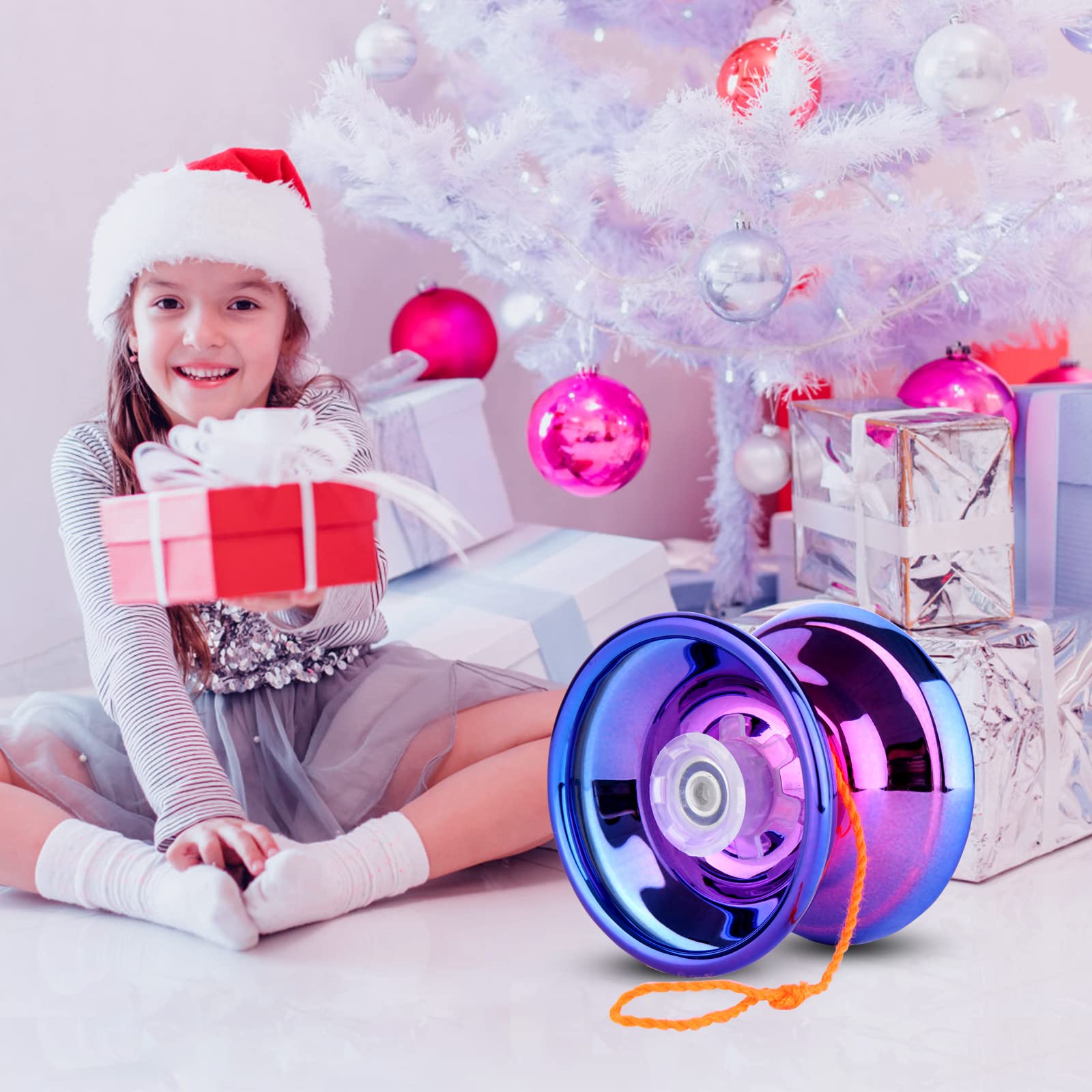LUOMAJA Professional Unresponsive Yoyo Ball - Miraculous Metal Yo Yo Magic for Kids Beginner with 10 String Pack + 2 Dragon Finger Gloves for Beginner & Professional (JD306)