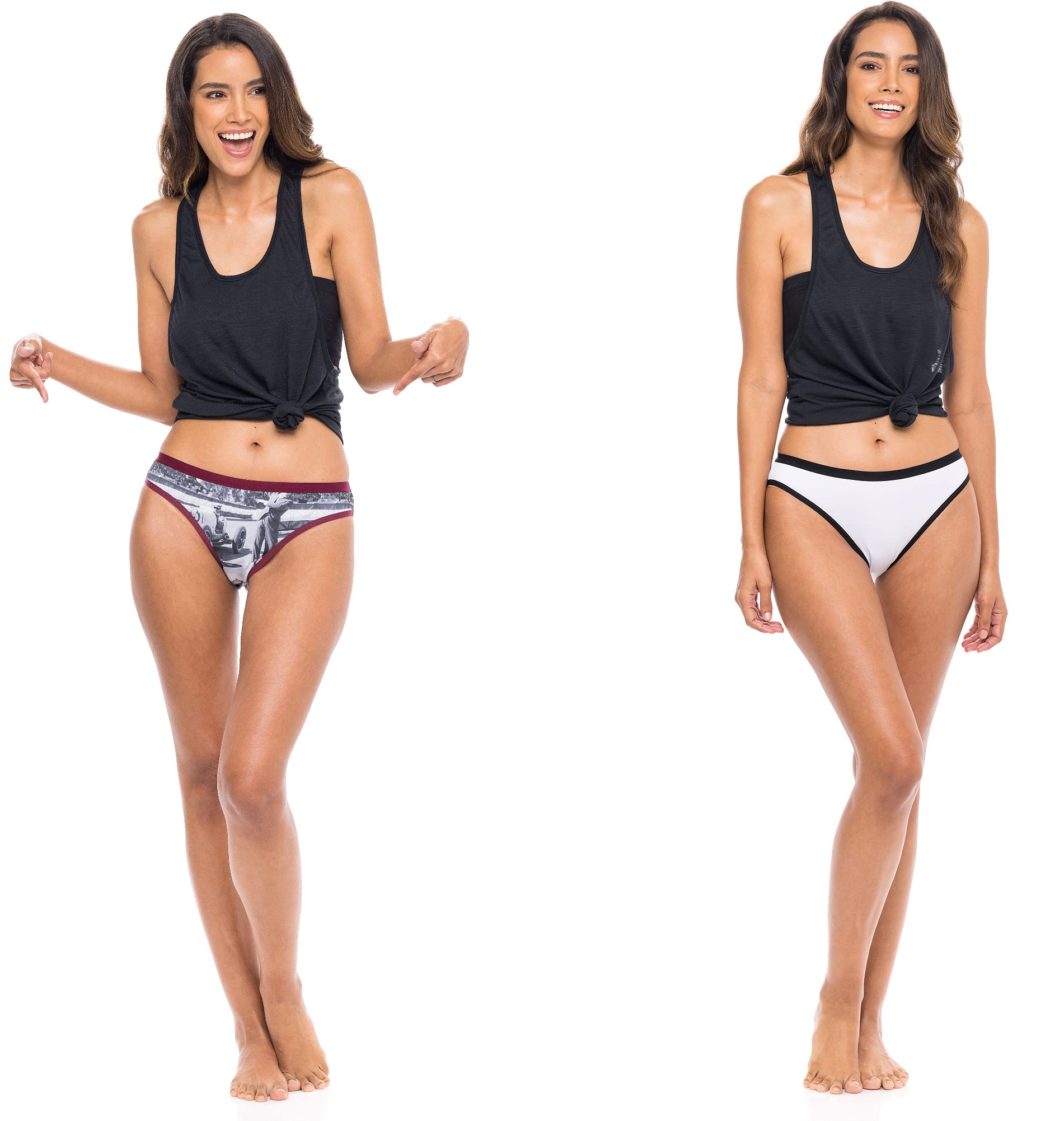 Sexy Basics Women’s 12 Pack Bikini Brief Panties | Ultra-Soft & Silky Nylon -Spandex Stretch Underwear