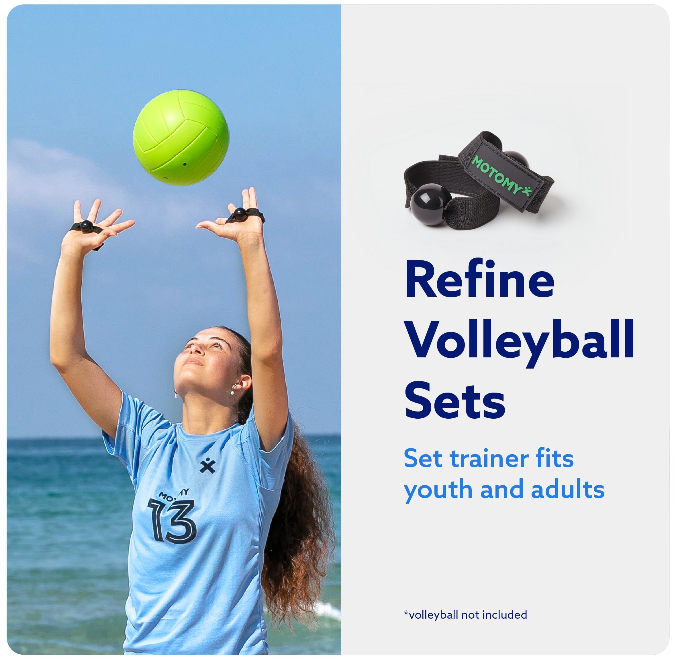 MOTOMY Volleyball Training Equipment Aid 'Volleypal' – Solo Volleyball Equipment for Practicing Serve, Spike, Set & Pass; Volleyball Practice Equipment Gift for Beginners & Experts (Volleypal Pro)