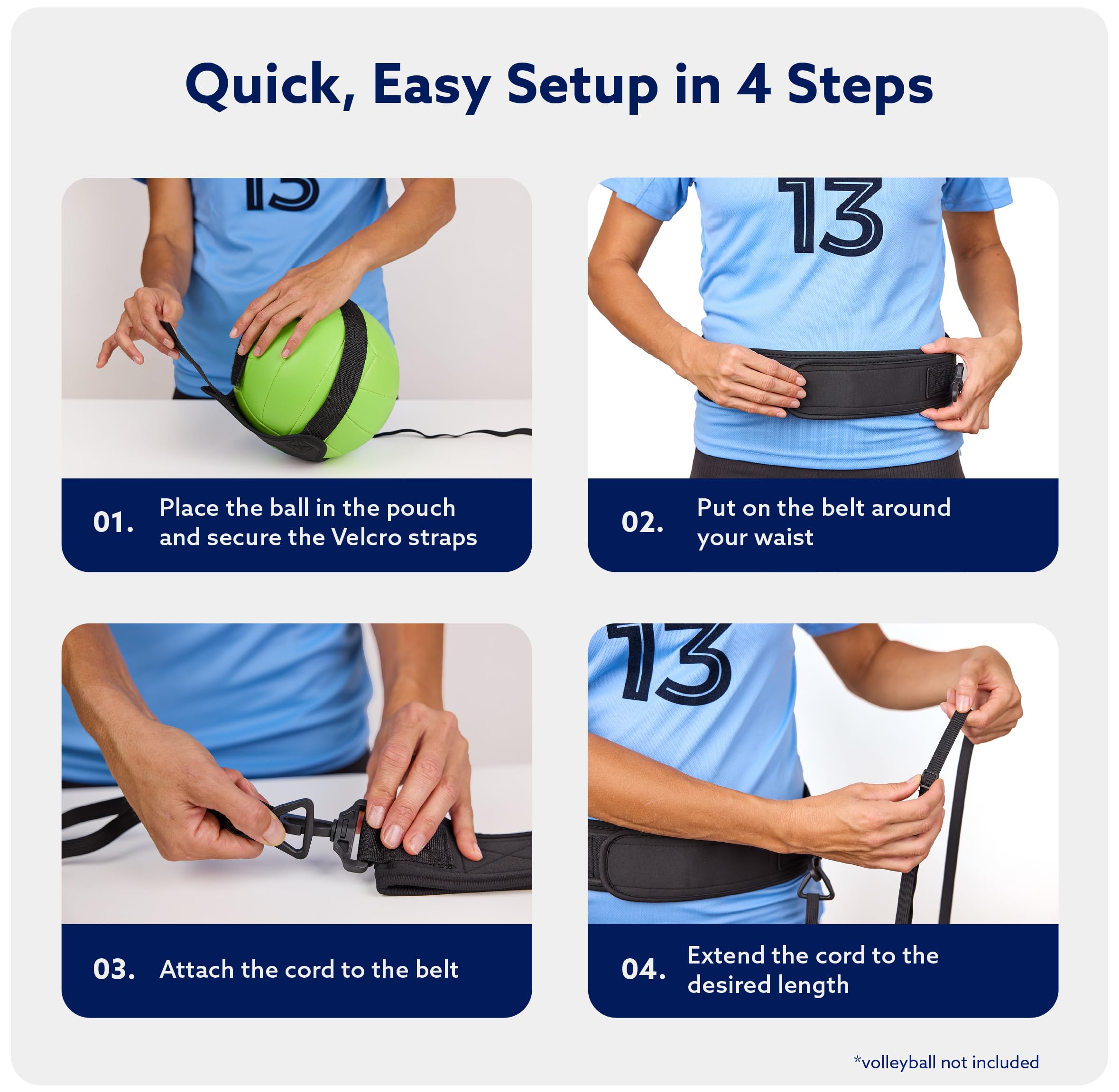 MOTOMY Volleyball Training Equipment Aid 'Volleypal' – Solo Volleyball Equipment for Practicing Serve, Spike, Set & Pass; Volleyball Practice Equipment Gift for Beginners & Experts (Volleypal Pro)