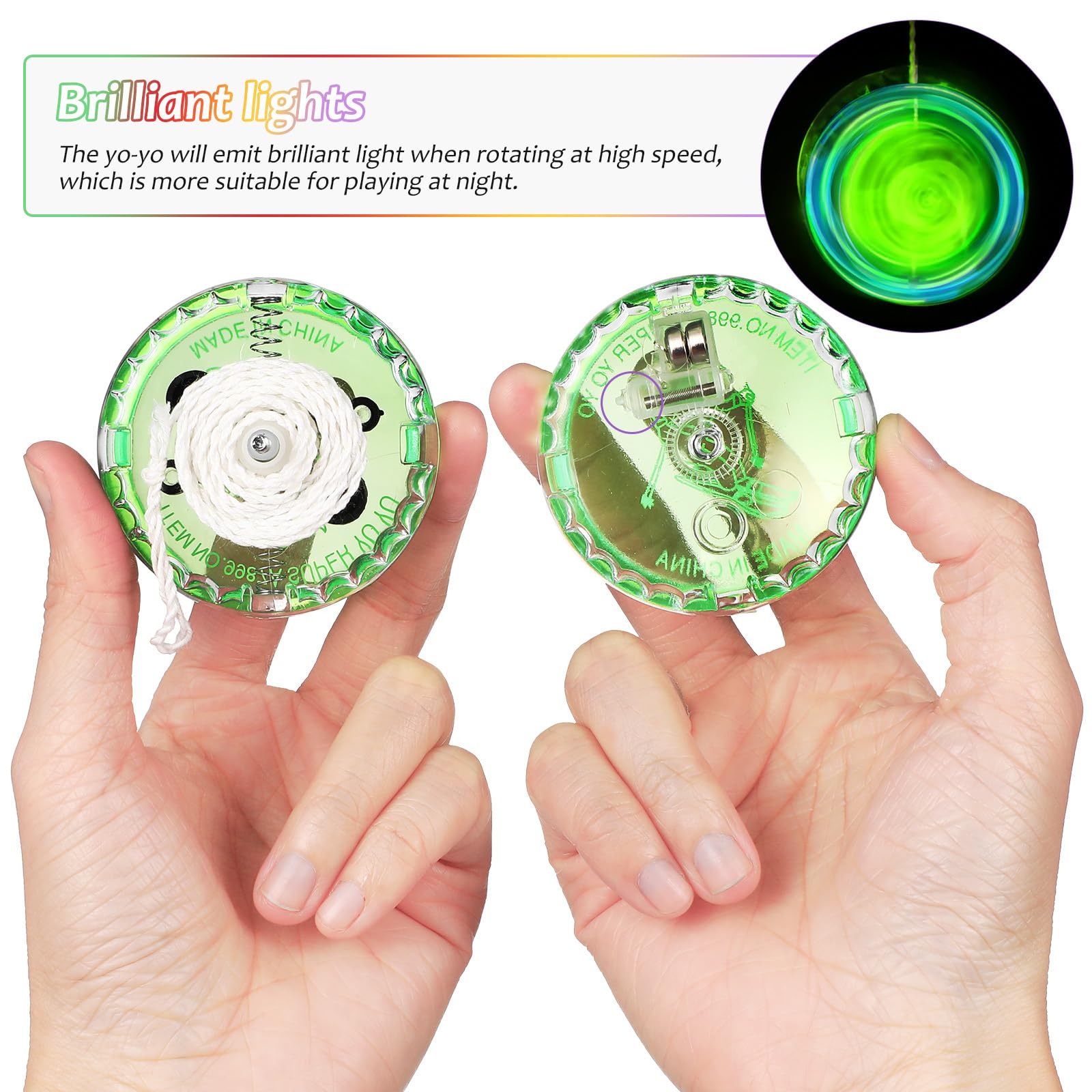 Toyvian Glow in the Dark Light Up Yo-Yo Set for Kids - 6 Pcs LED Light Up Yo Yo Ball Bulk, Flashing Plastic Entertaining Responsive Ball for Beginner Kids Birthday Party Goodie Bag Fillers
