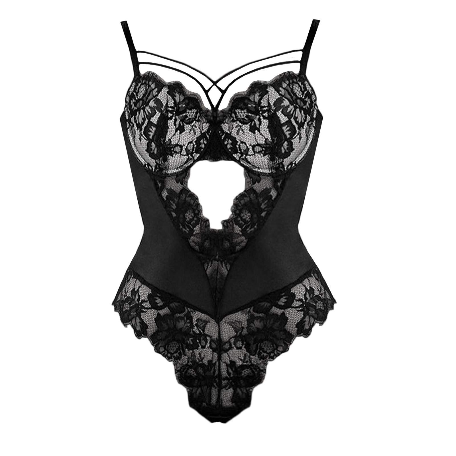 Aniywn Lace Bodysuit One Piece Lingerie for Women Deep V Neck Sexy Lace Bodysuit Babydoll Underwear