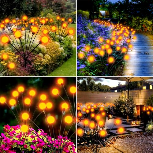 Inscrok Halloween Decorations Outdoor Solar Garden Lights, 5Pack 40LED Swaying Firefly Lights Halloween Pumpkin Lights, Waterproof Solar Halloween Path Lights for Yard/Garden/Lawn/Party Decor