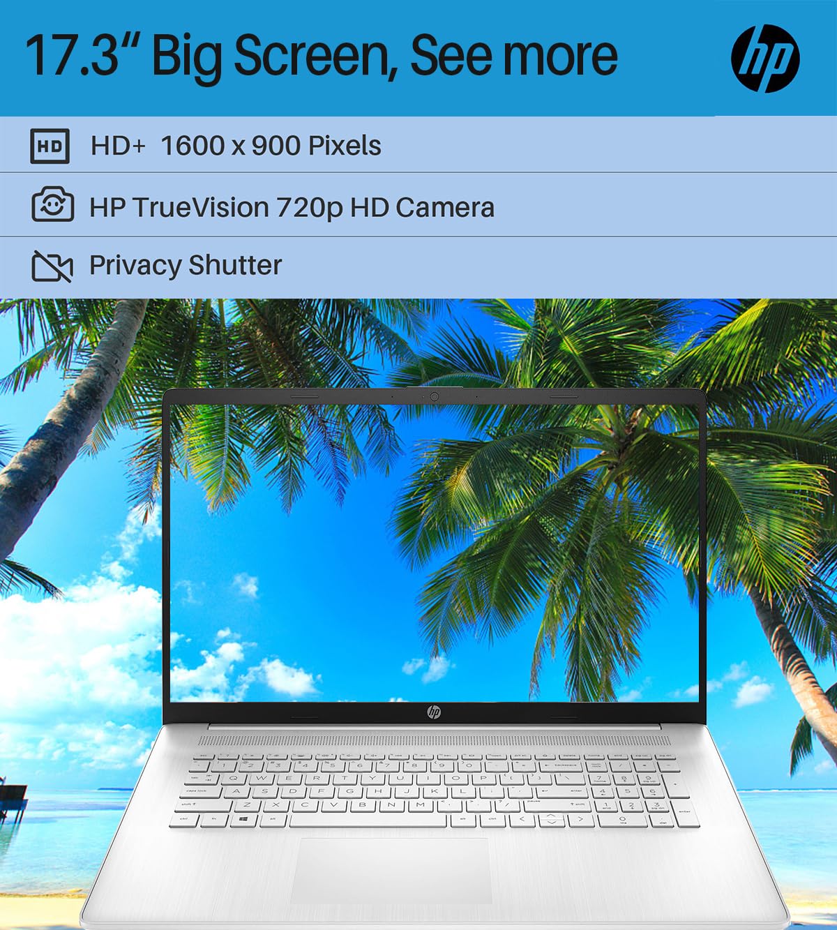 HP 2023 Newest 17.3" Flagship HD+ Business Laptop, Intel Core i3-1125G4(Beat i5-1035G4), 16GB DDR4 RAM, 1TB SSD, Intel UHD Graphics, Bluetooth, HDMI, Anti-Glare, Webcam, Windows 11,Silver