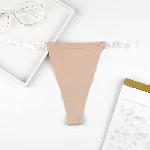 Kinple Women Low Rise G String Thongs Ice Silky Seamless Briefs Breathable Thin Panty Personality No Show Hipster Panties Khaki