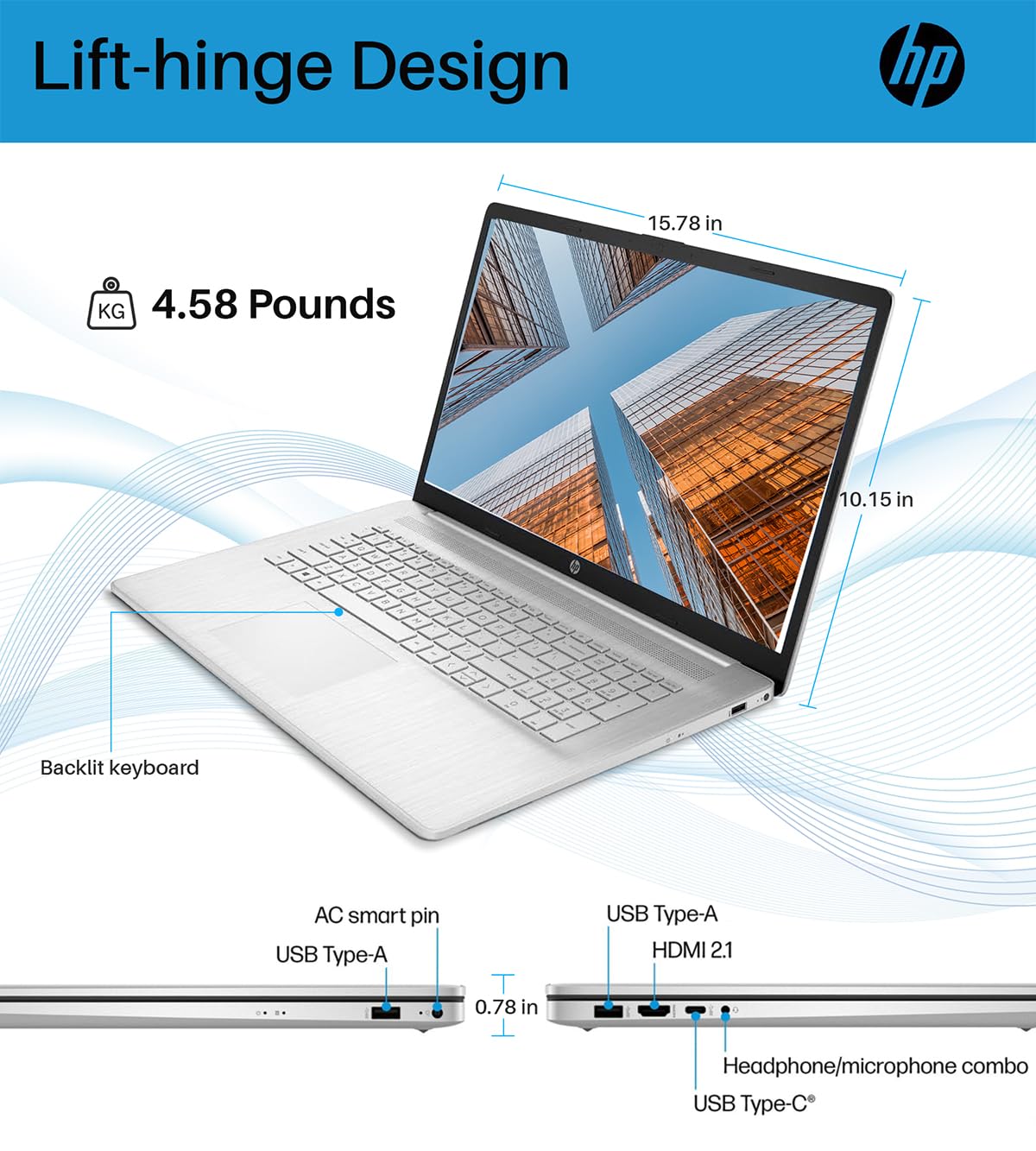 HP 2023 Newest 17.3" Flagship HD+ Business Laptop, Intel Core i3-1125G4(Beat i5-1035G4), 16GB DDR4 RAM, 1TB SSD, Intel UHD Graphics, Bluetooth, HDMI, Anti-Glare, Webcam, Windows 11,Silver