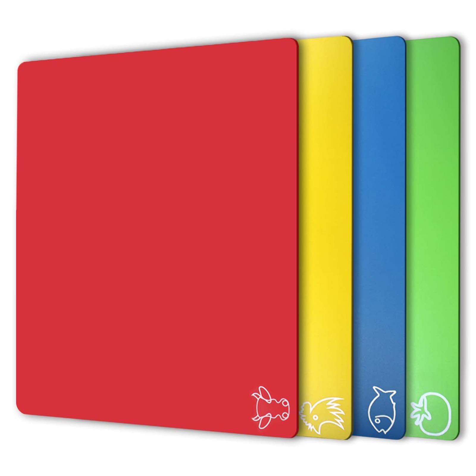 Fotouzy Plastic Cutting Boards for kitchen, Flexible Cutting Mats for Cooking, 100% Non-Slip Cutting Board for Meat and Vegatables, BPA-Free and Dishwasher Safe