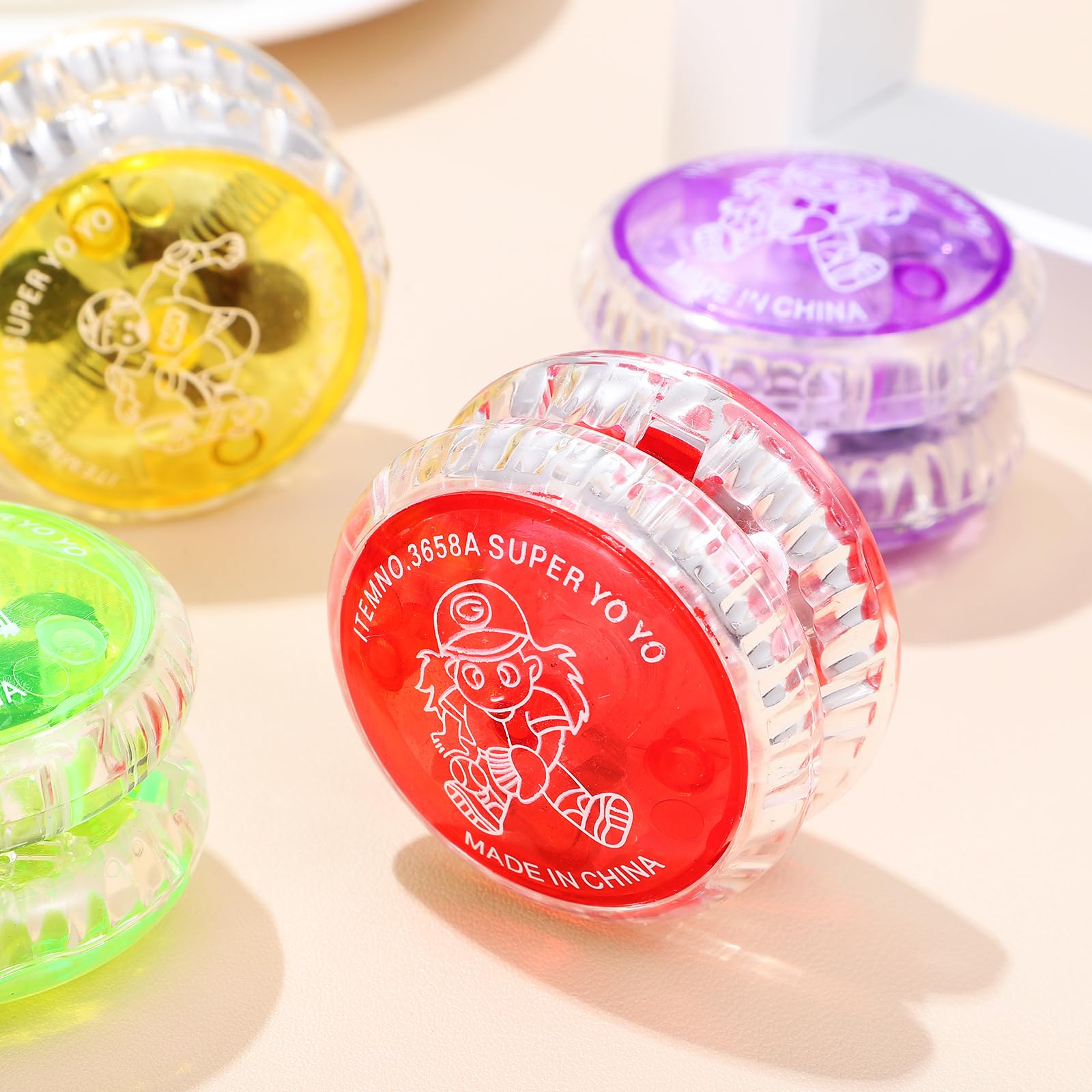 Toyvian Glow in the Dark Light Up Yo-Yo Set for Kids - 6 Pcs LED Light Up Yo Yo Ball Bulk, Flashing Plastic Entertaining Responsive Ball for Beginner Kids Birthday Party Goodie Bag Fillers