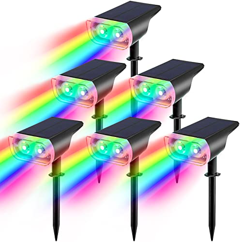 Solar Spot lights Outdoor Color Changing, 9 Lighting Modes 38 LED Solar Lights Outdoor Waterproof, Auto On/Off Multicolor Solar Powered Landscape Spotlights for Garden Patio Yard Pool Tree (6 Pack)