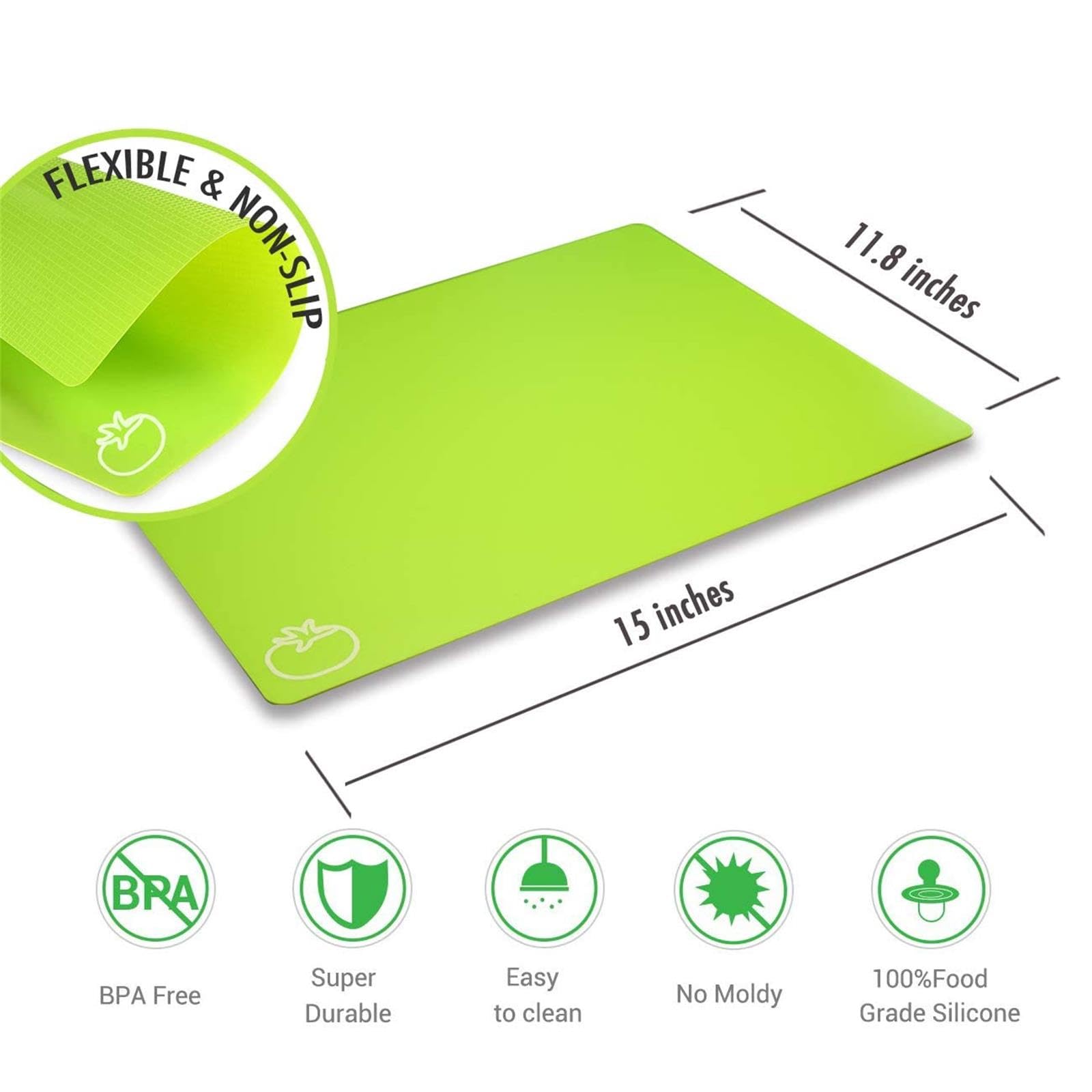 Fotouzy Plastic Cutting Boards for kitchen, Flexible Cutting Mats for Cooking, 100% Non-Slip Cutting Board for Meat and Vegatables, BPA-Free and Dishwasher Safe