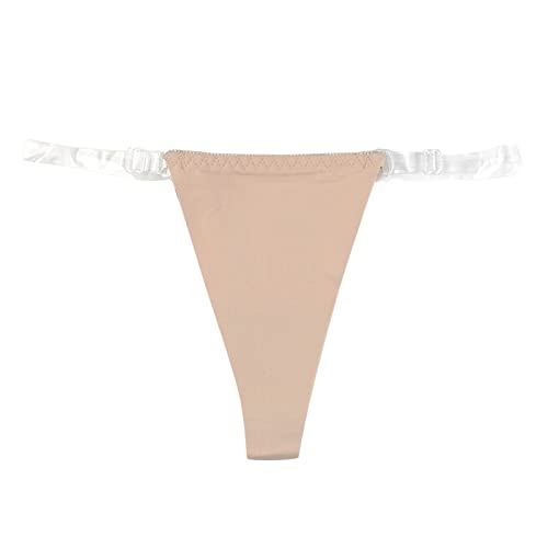 Kinple Women Low Rise G String Thongs Ice Silky Seamless Briefs Breathable Thin Panty Personality No Show Hipster Panties Khaki