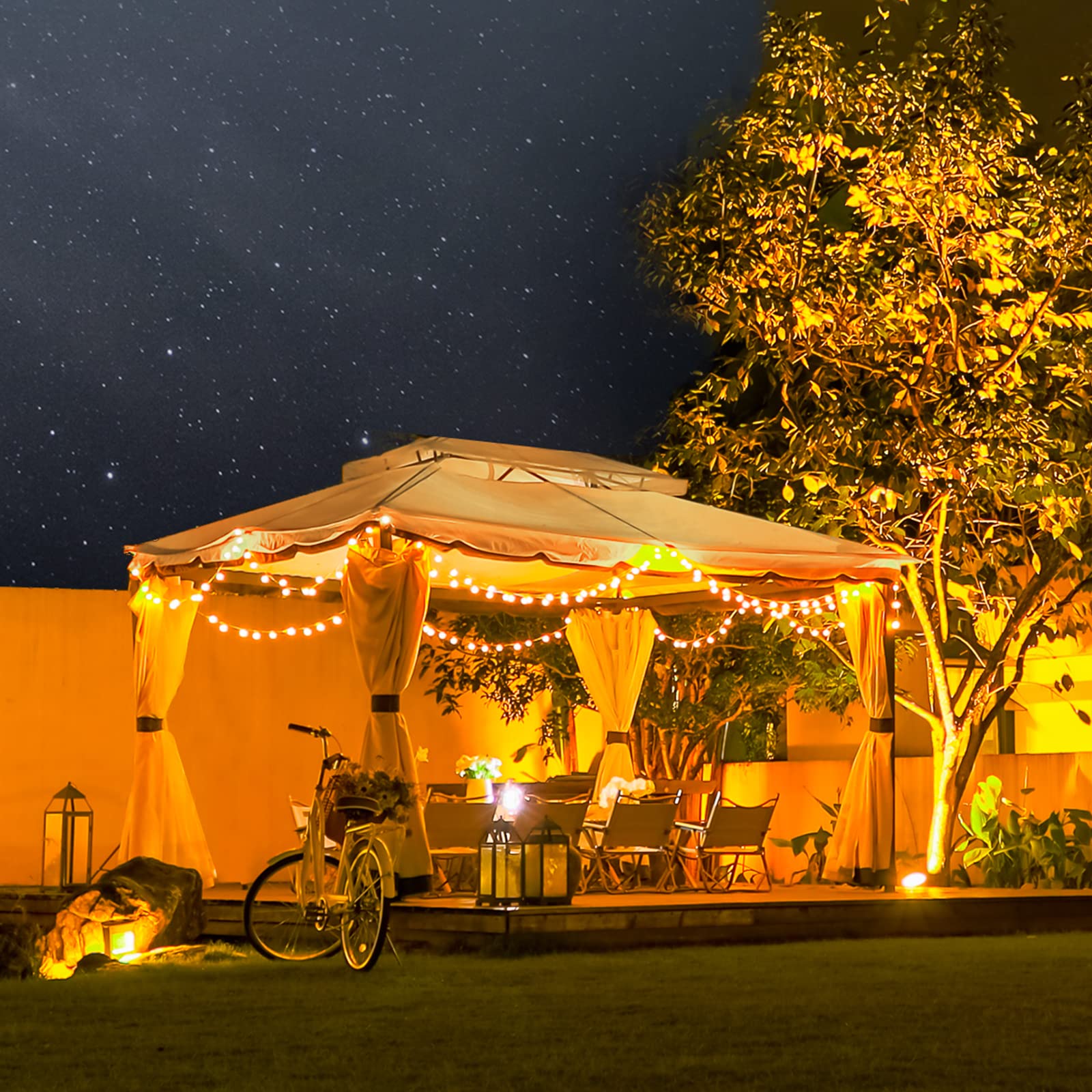 MEWAY Patio Gazebo 10x13 Gazebo with Mosquito Netting Aluminum Outdoor Gazebo Canopy with Curtains for Backyard Lawn Garden Deck, White Brown