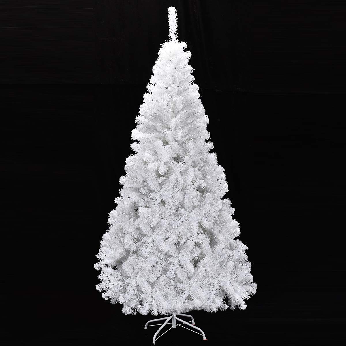 Goplus 6ft Artificial Christmas Tree Xmas Pine Tree with Solid Metal Legs Perfect for Indoor and Outdoor Holiday Decoration, White