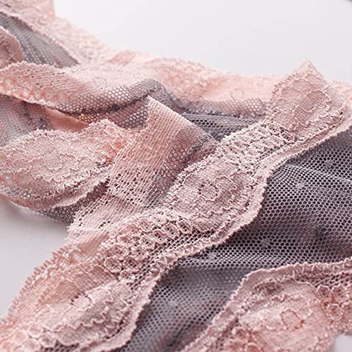 Kinple See Through Mesh Panty for Women Low Waist G-String Pantys Fashion Lace Wavy Edge Panties Trendy Elastic Underwear Gray