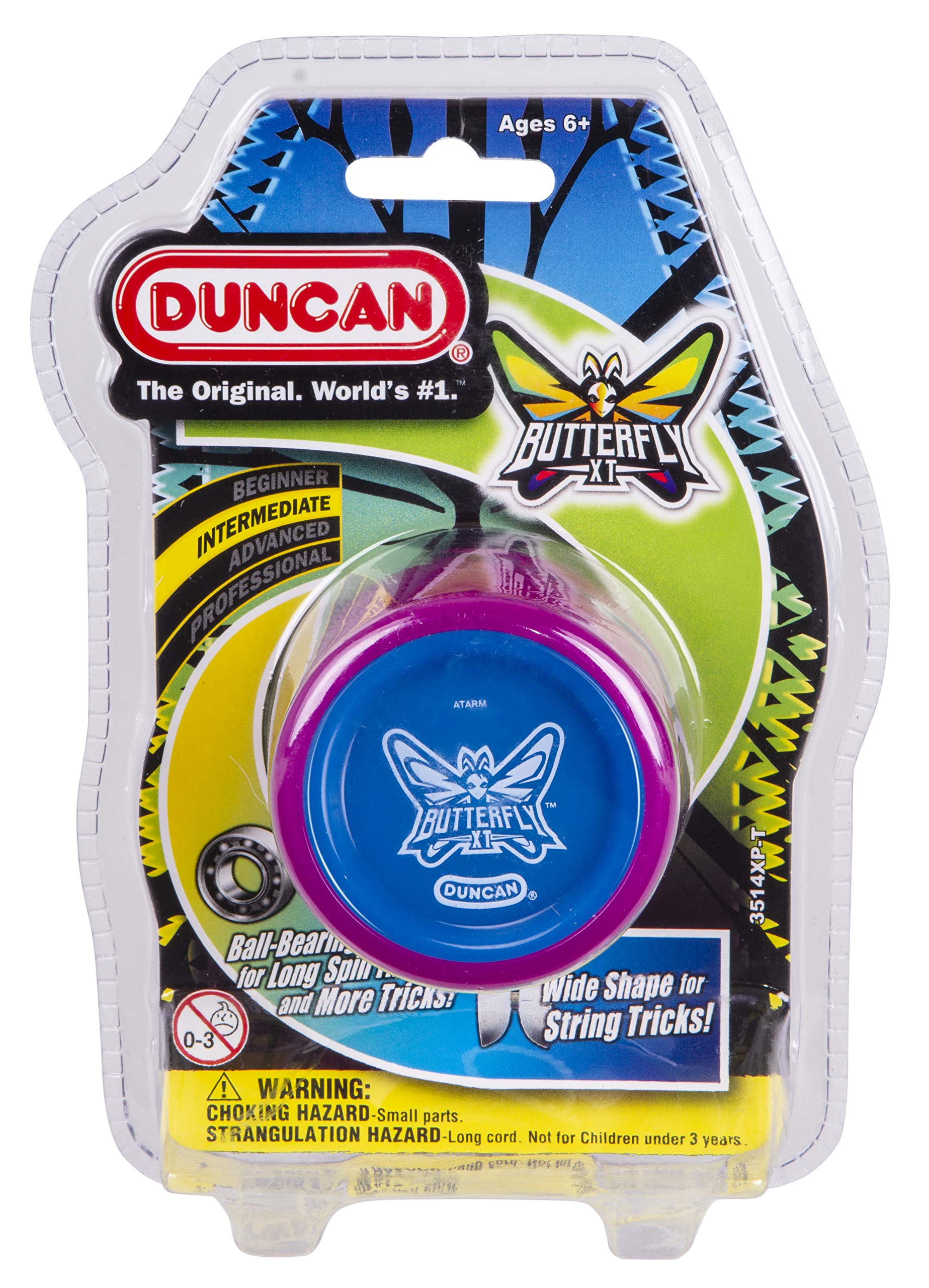 Duncan Toys Butterfly XT Yo-Yo with String, Ball Bearing Axle and Plastic Body, String Trick Yo-Yo, Purple with Blue Cap