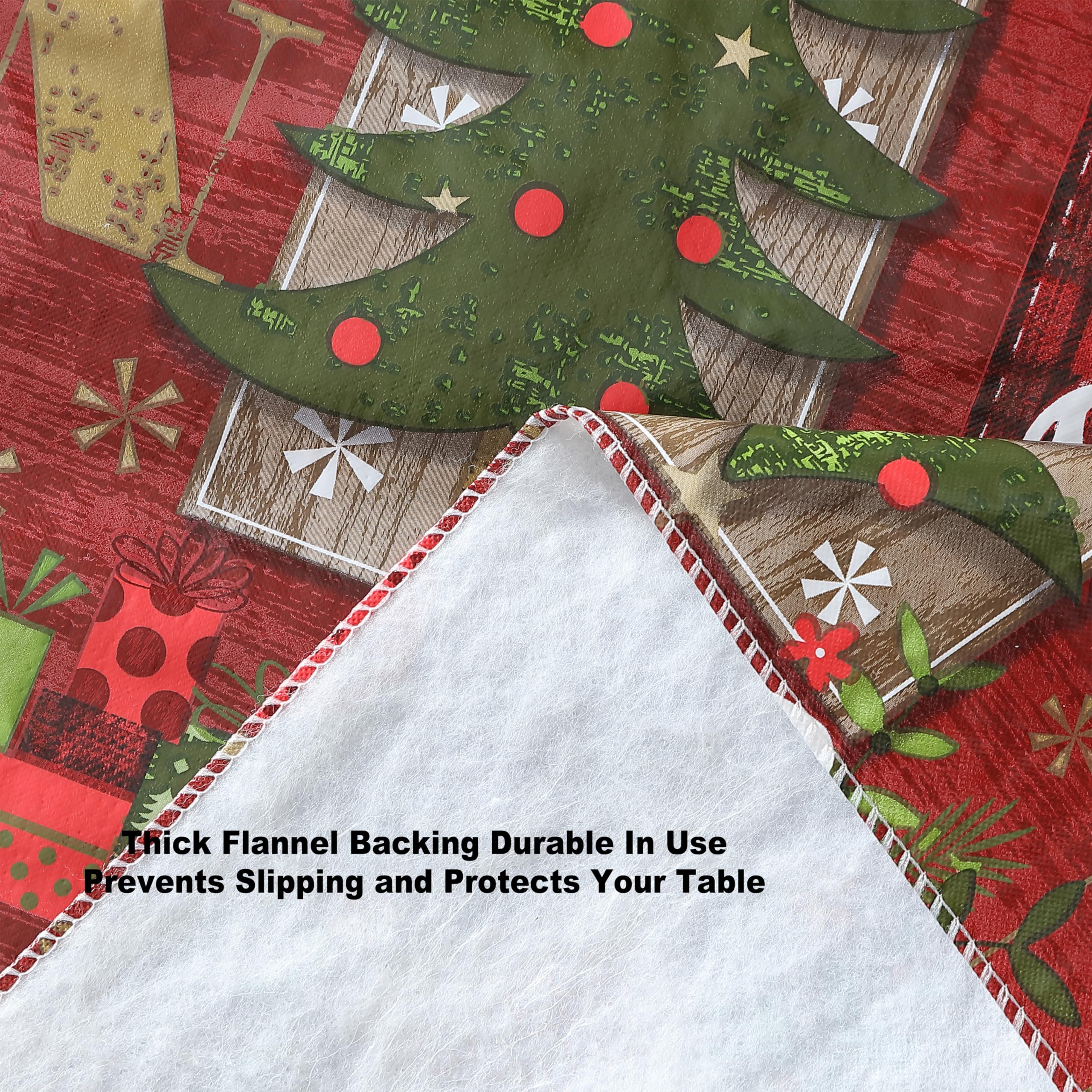 Newbridge Red Sleigh Bells Ring Country Rustic Vinyl Flannel Back Vinyl Christmas Tablecloth, Moose Antlers, Sleighs and Festive Xmas Wipe Clean Tablecloth, 52 Inch x 70 Inch Oblong/Rectangle