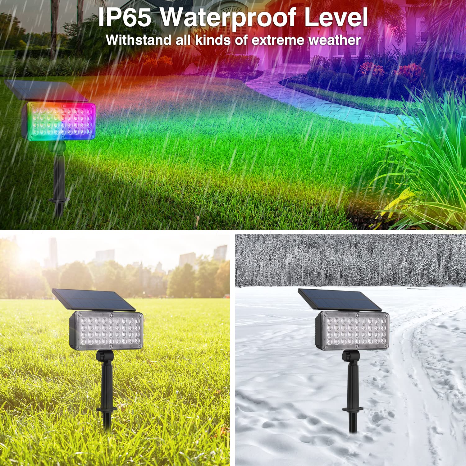 LINQELLY RGB Solar Spotlights, Solar Color Spot Lights Outdoor, 36 LED Solar Spotlights Outdoor Waterproof Landscape Spotlight for Garden Yard Lawn Path 4 Pack