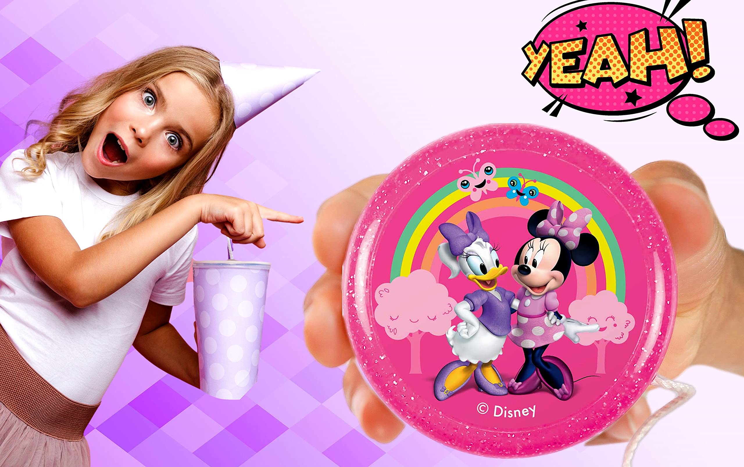 JA-RU Disney Light Up YoYo Disney Mickey Mouse, Minnie Mouse & Princess Styles Toys (3 Units Assorted) Fidget Toys for Kids Yoyo Beginner String Trick Yo-Yo Game. ABC-7812-3