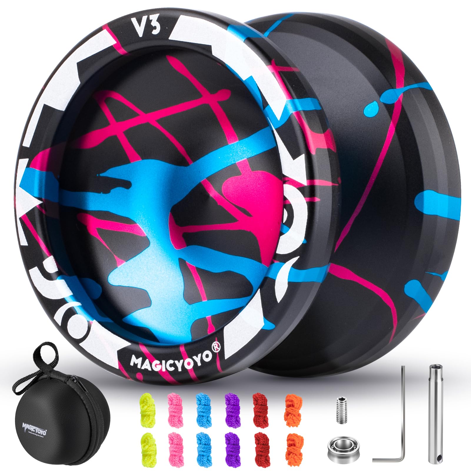 MAGICYOYO V3 Yoyo Professional Responsive Yoyo for Kids, Unresponsive Yoyo for Adults, Metal Professional Yoyo + 12 Yoyo Strings, Yo-Yo Accessory