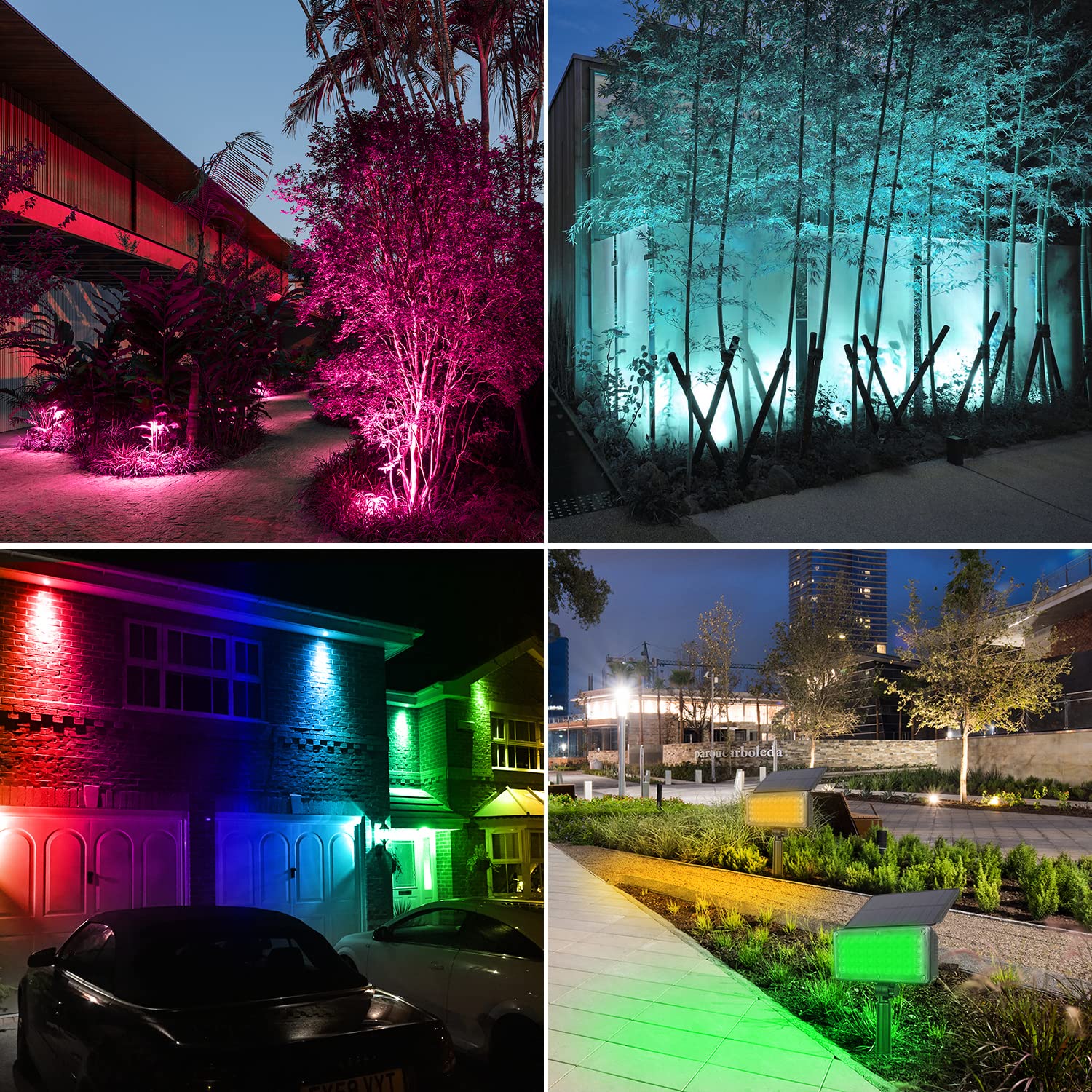 LINQELLY RGB Solar Spotlights, Solar Color Spot Lights Outdoor, 36 LED Solar Spotlights Outdoor Waterproof Landscape Spotlight for Garden Yard Lawn Path 4 Pack
