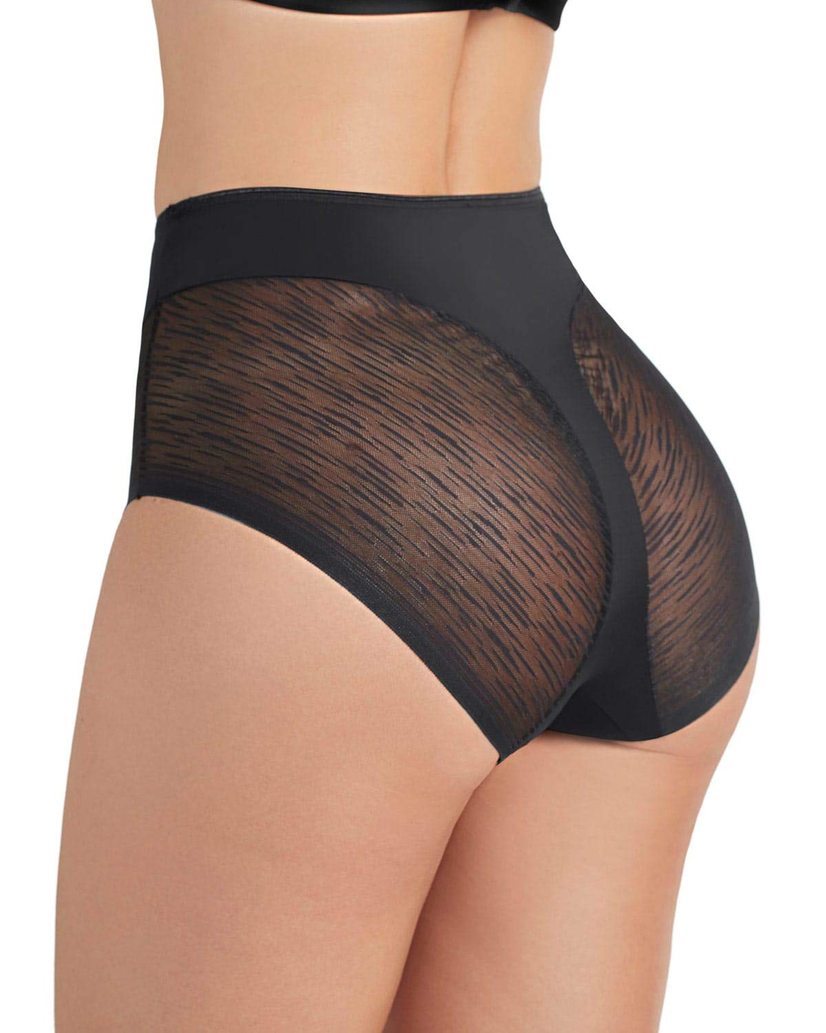 Leonisa Tummy Control Underwear for Women - High Waisted Sheer Lace Shapewear Panties Black
