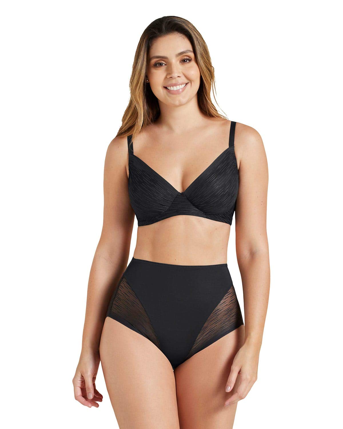 Leonisa Tummy Control Underwear for Women - High Waisted Sheer Lace Shapewear Panties Black