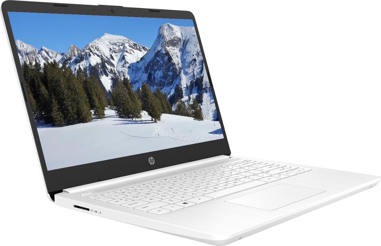 HP Newest 14" Ultral Light Student Laptop, Intel N4120 Quad-Core(> N4020), 8GB RAM, 128GB Storage(64GB eMMC+64GBSD Card), One Year Office 365, WiFi, Webcam, HDMI, USB-A&C, Win 11