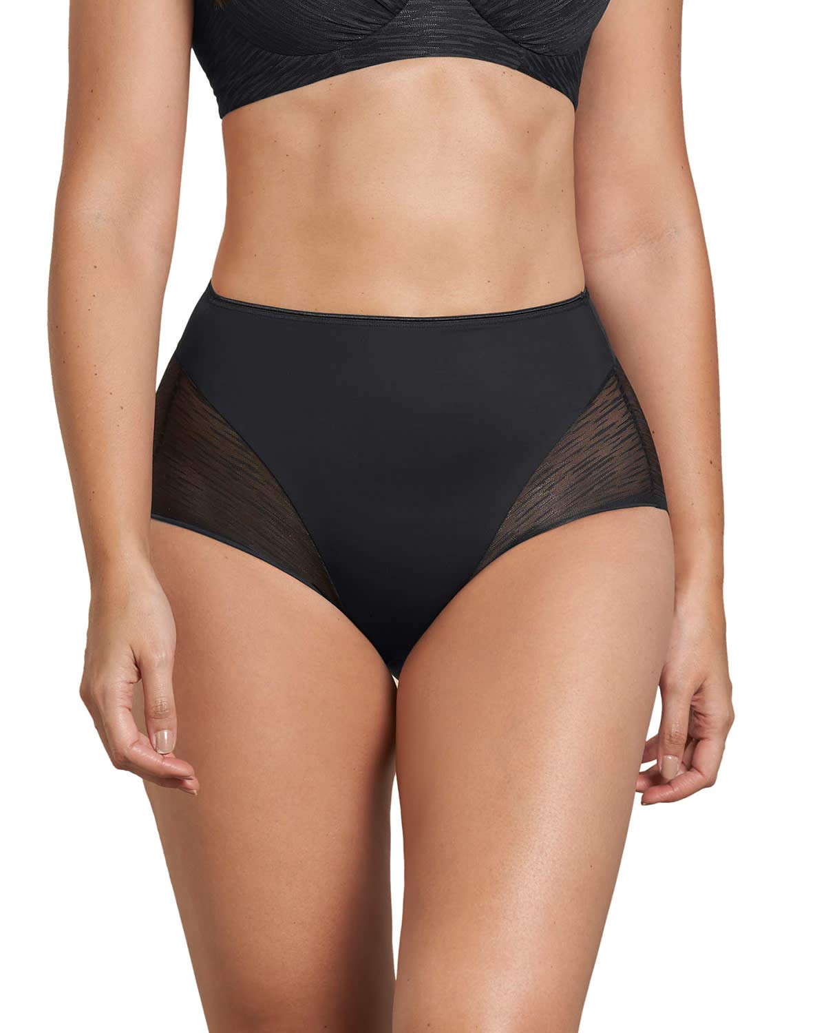 Leonisa Tummy Control Underwear for Women - High Waisted Sheer Lace Shapewear Panties Black