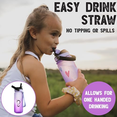 Live Infinitely 20oz Kids Water Bottle with Easy Sip Straw - Water Bottle is Dishwasher Safe & BPA Free Kids Water Bottle (Amethyst)