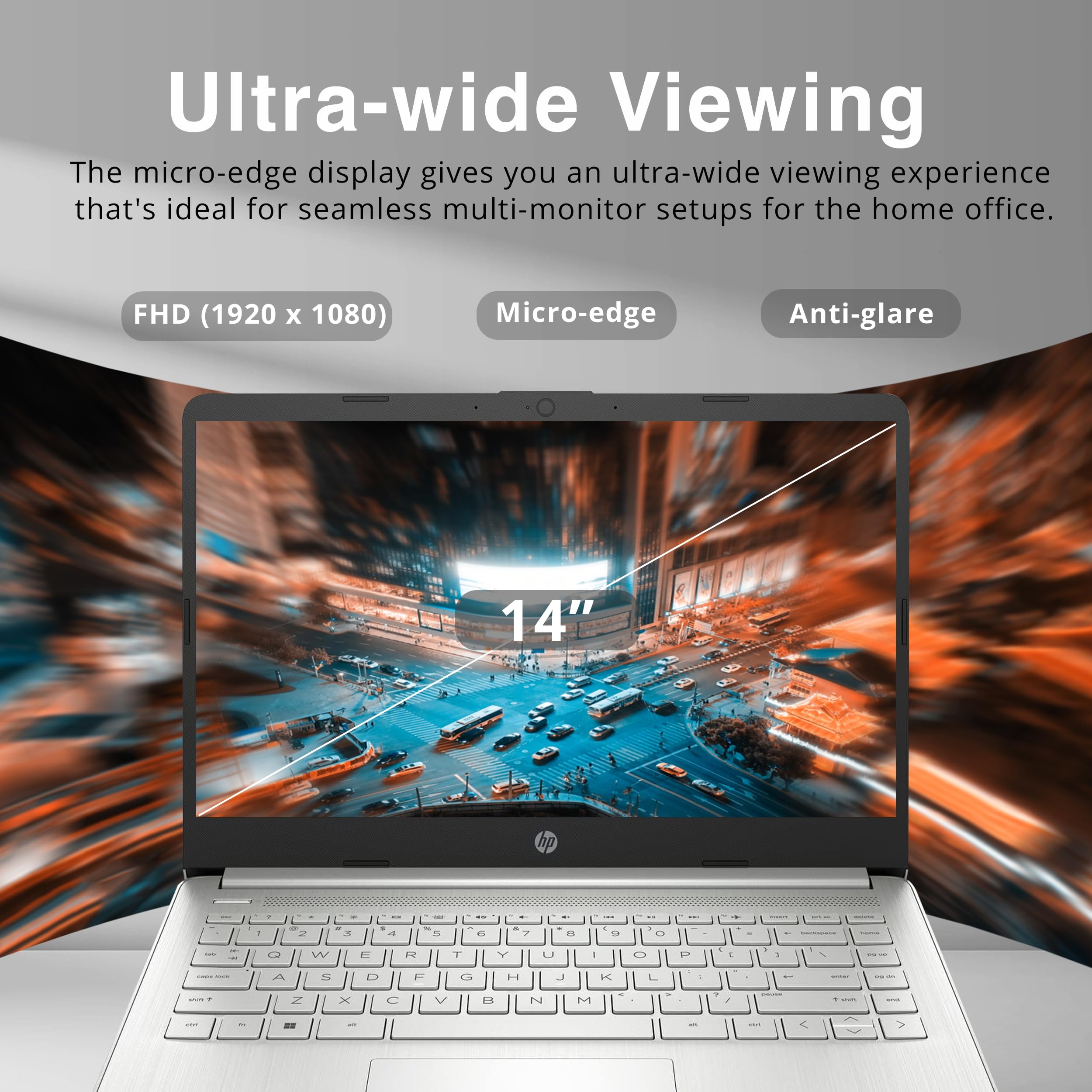 HP 14" FHD BrightView Laptop, Intel Core i3-1125G4, 8GB RAM, 256GB PCIe SSD, Intel UHD Graphics, HD Webcam, Wi-Fi 5, Bluetooth, Sliver, Win 11, 32GB USB Card