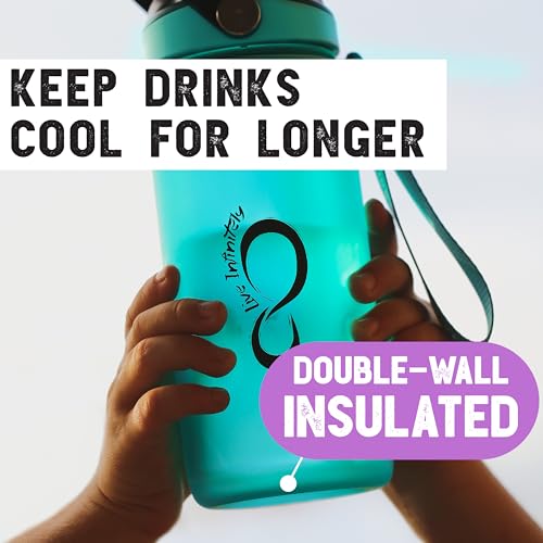 Live Infinitely 20oz Kids Water Bottle with Easy Sip Straw - Water Bottle is Dishwasher Safe & BPA Free Kids Water Bottle (Amethyst)