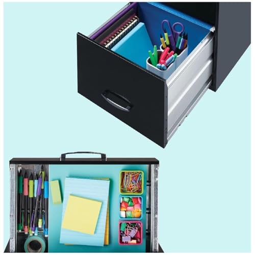 Hirsh Space Solutions 18" Deep Modern Mobile Metal Organizer File Cabinet with Cam Lock & Casters, 3-Drawer, Letter-Size, for Small Home/Home Office in Midnight Purple