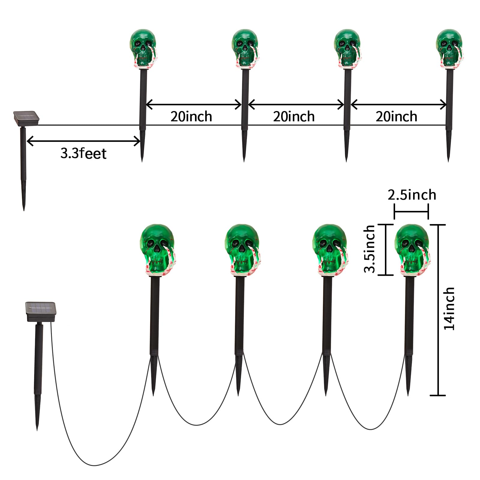HUYIENO Solar 4pcs Halloween Pathway Lights LED Lights Outdoor Waterproof Halloween Decorations for Garden